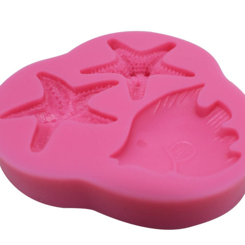 Moule Poisson et Etoiles de Mer en silicone - Planète Gateau