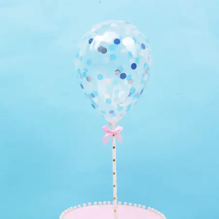 Blue Confetti Balloon Topper - Planète Gateau