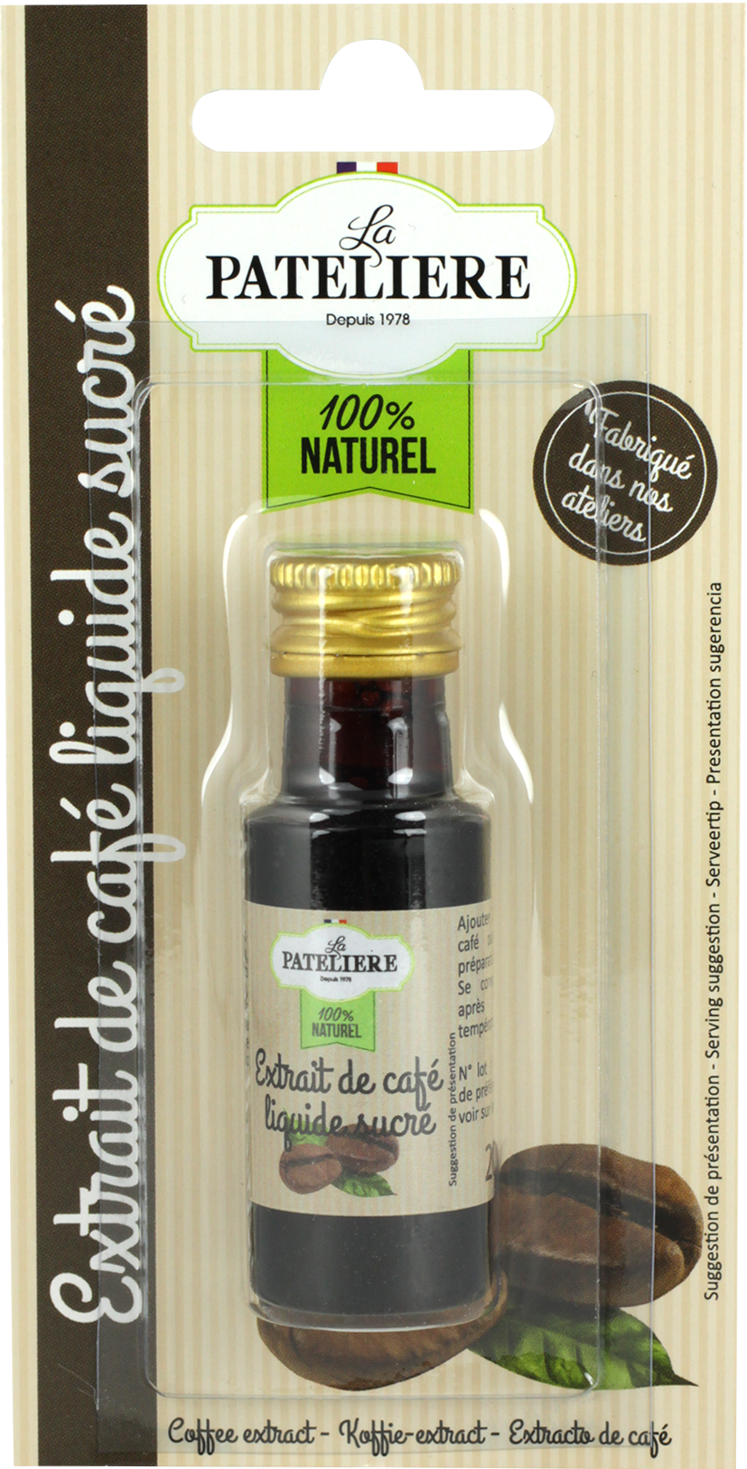 Extrait naturel de café liquide sucré 20 ml - Planète Gateau