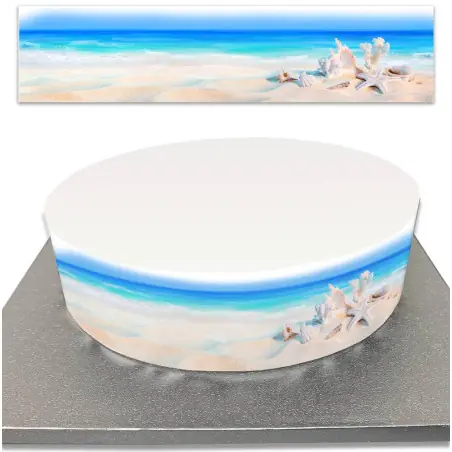 Contour de Gâteau Mer et Plage en sucre - Planète Gateau