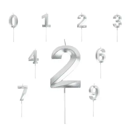 Silver number candles 7 cm - Planète Gateau