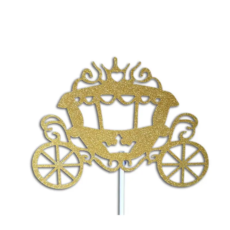 Glittery Gold Princess Carriage Cake Topper - Planète Gateau