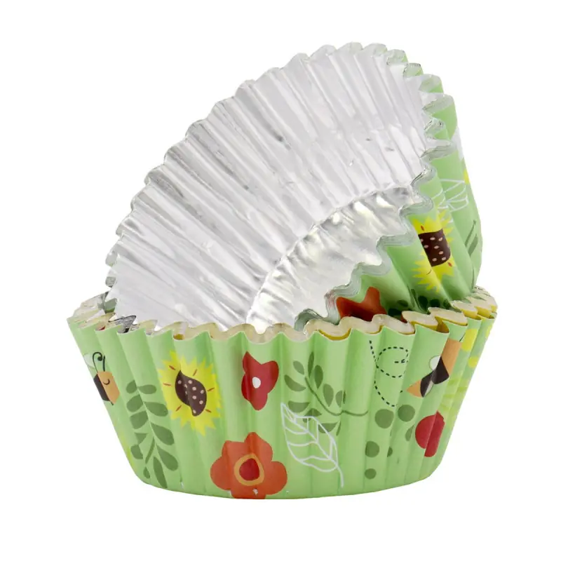 Cupcake liners with flowers and bees x30 - Planète Gateau