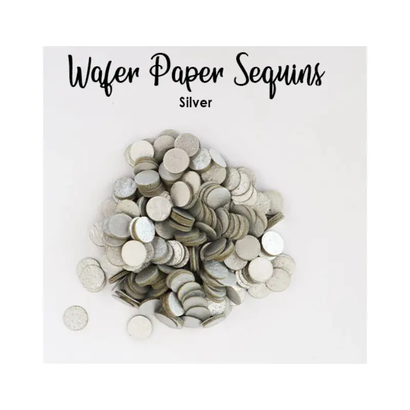 Sequins argentés en wafer paper 20 g DLUO courte - Planète Gateau