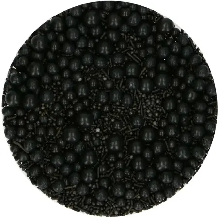 Black sprinkles mix pearls, vermicelli and balls 65g - Planète Gateau