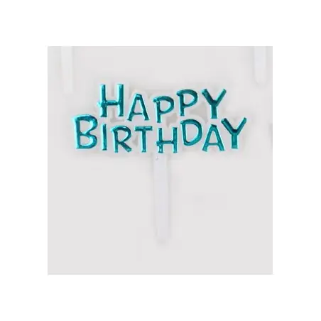 Blue Happy Birthday Cupcake Toppers x10 - Planète Gateau