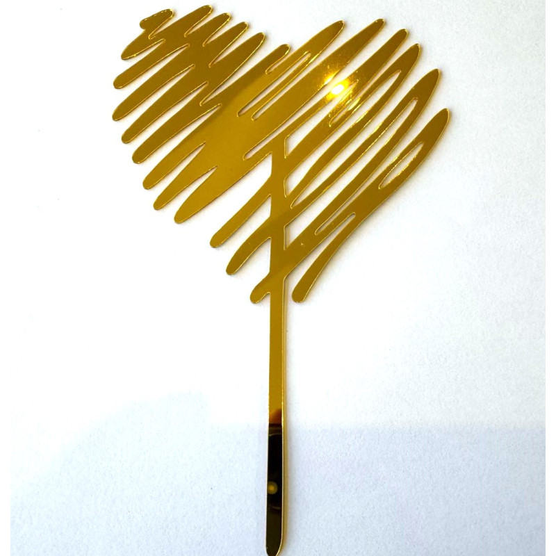 Gold sketch heart topper - Planet Cake