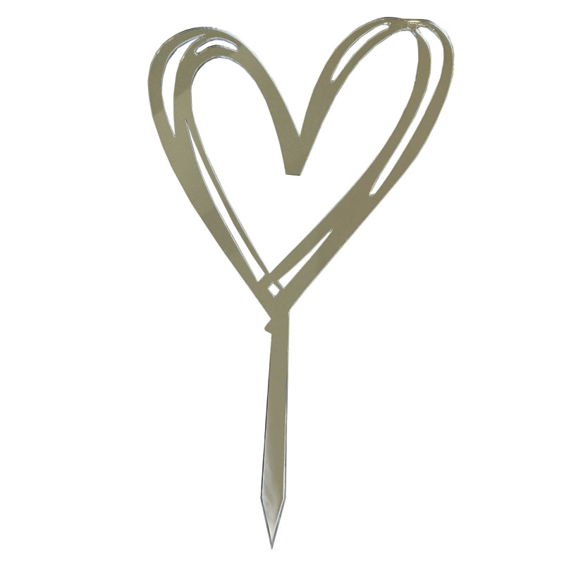 Silver Heart Design Cake Topper - Planet Cake