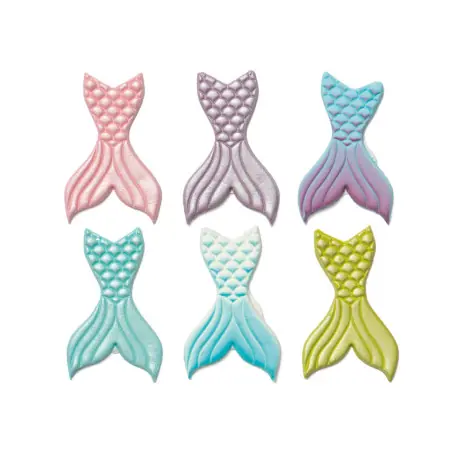 Assorted sugar mermaid tails x6 - Planète Gateau