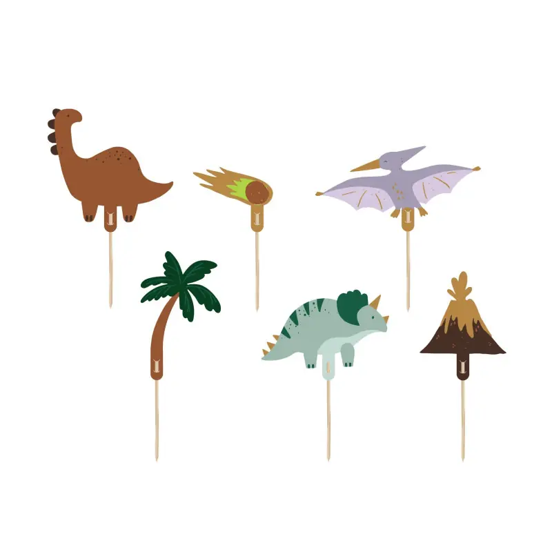 Toppers dinosaures 8-12 cm x 6 - Planète Gateau