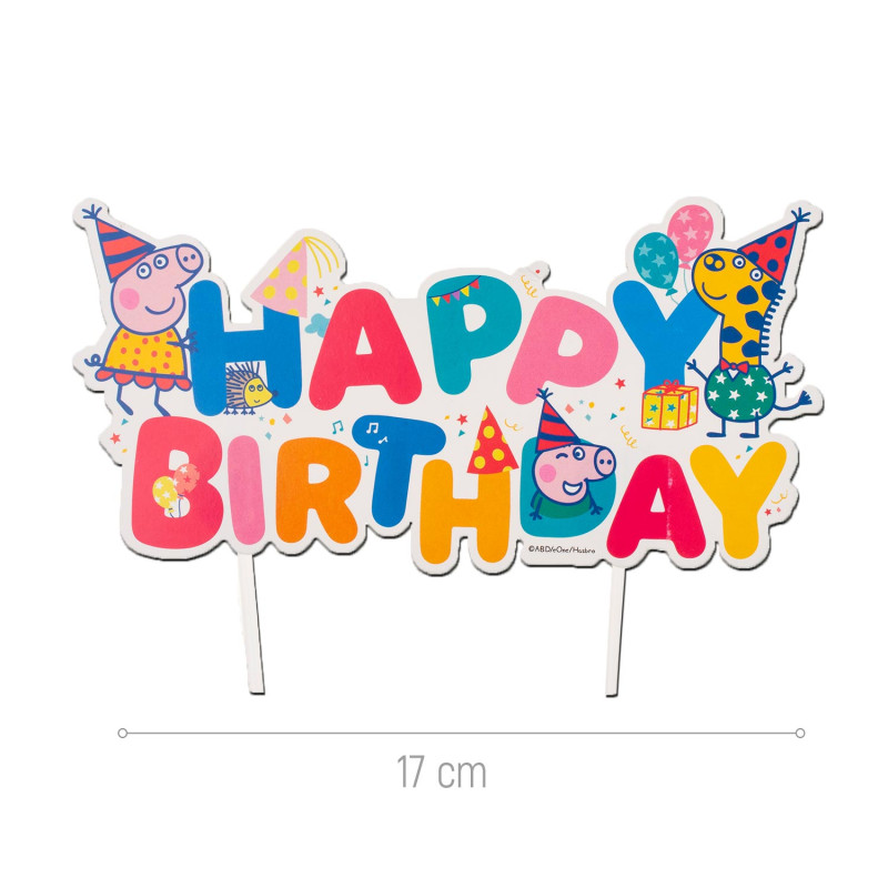 Cake topper Peppa Pig Happy birthday 17 x 12 cm 🧁 Planète Gateau