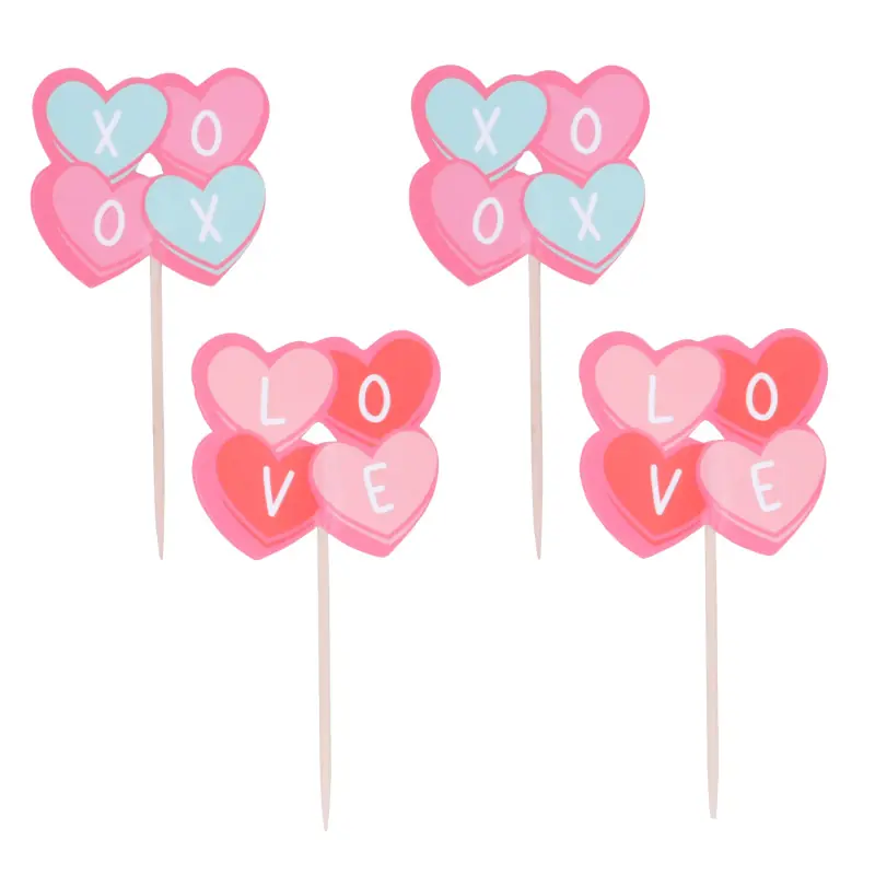 Toppers pour cupcakes cœurs love x24 - Planète Gateau