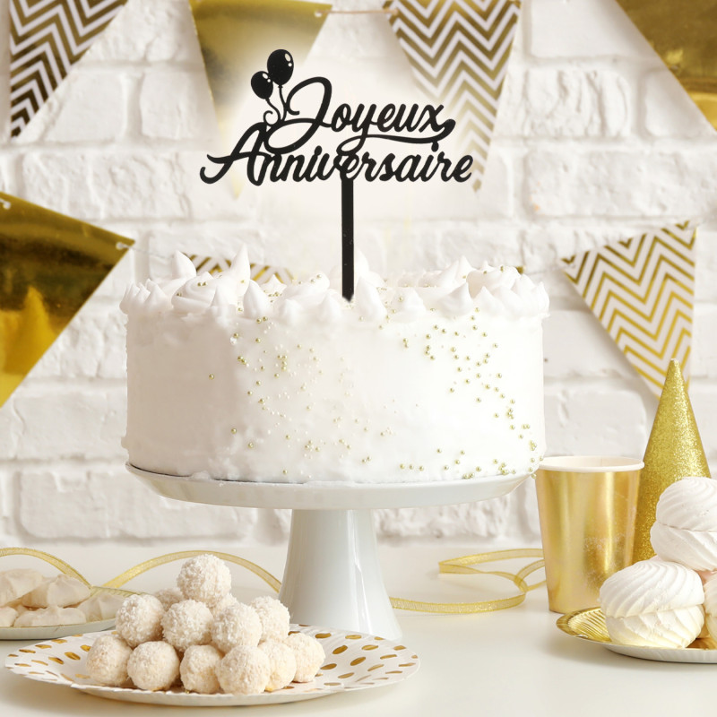 Topper Joyeux anniversaire ballons 🧁 Planète Gateau